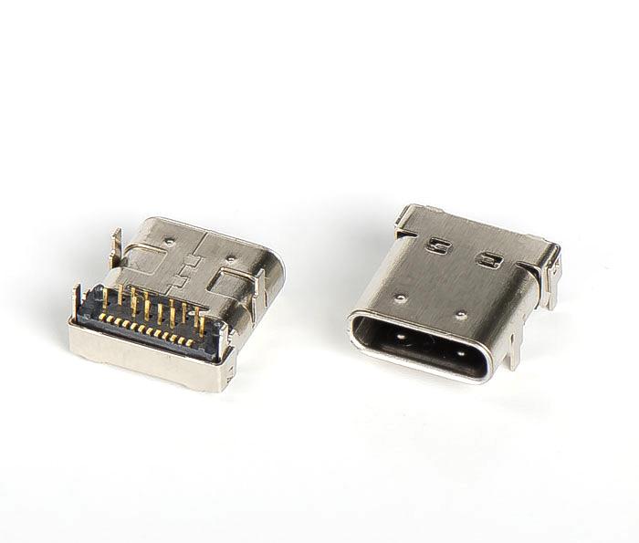 USB C Female Connector Dual Shell SMT+ Dip Type H-UC-012 C/F ...
