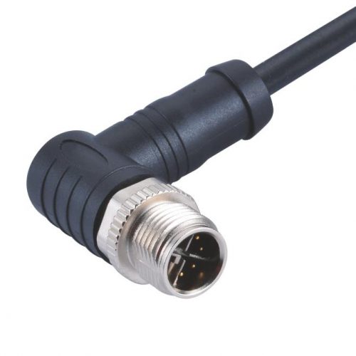 Waterproof M12 Series male molded angled cable - Himatch Electronics