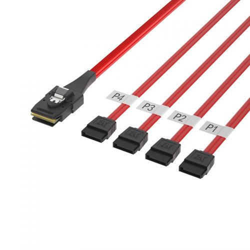 MINI SAS SFF-8087 to 4 Angled SATA server cable - Himatch Electronics